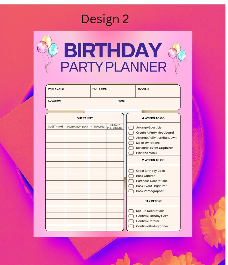 Kids Birthday Party Checklist Printable, Kids Party Planner Printable ...