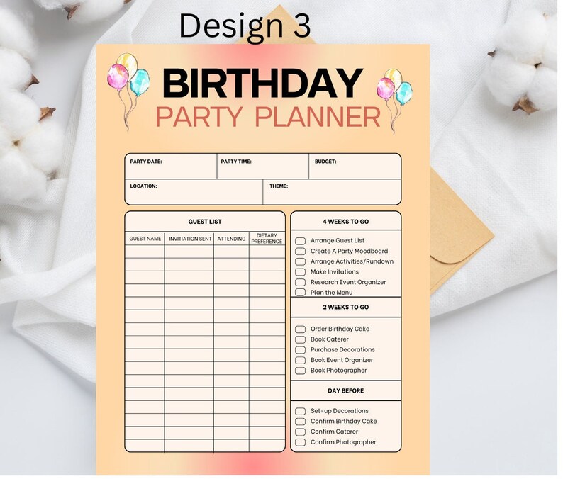 Kids Birthday Party Checklist Printable, Kids Party Planner Printable ...