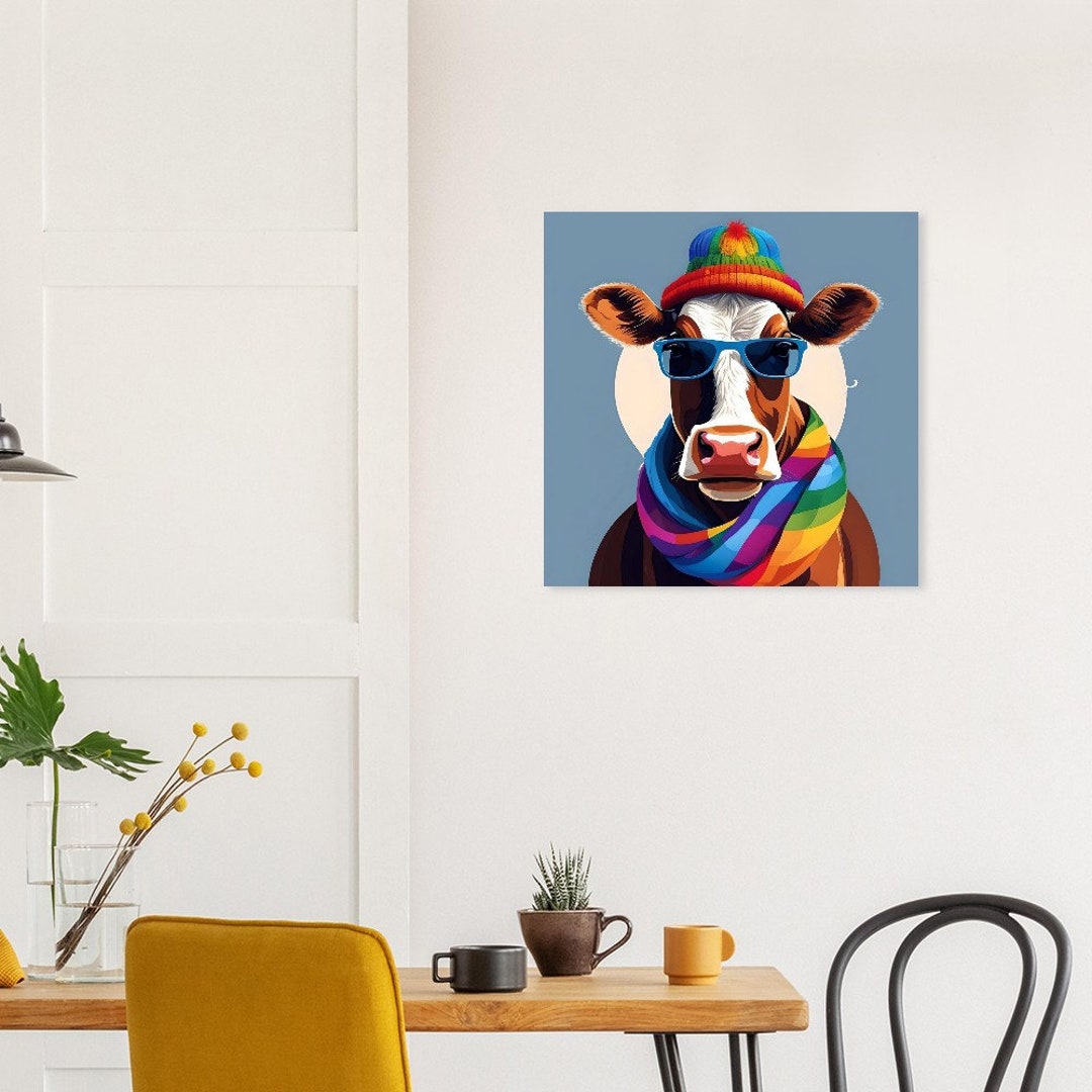 Funky Cow Foam Square Wall Art Cow Poster - Etsy