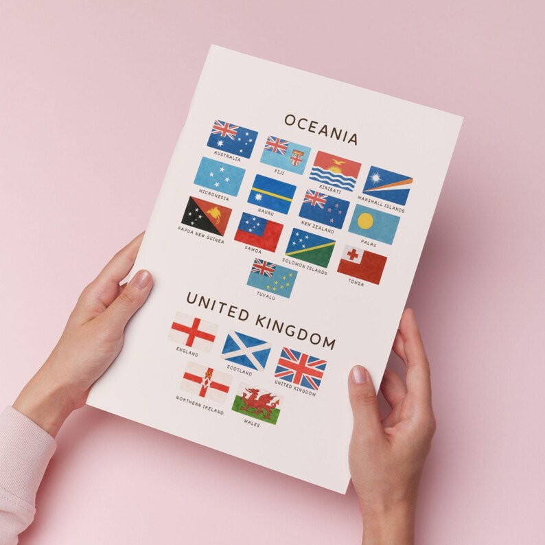 Oceania UK Flags Poster | Geography Print | Montessori Learning ...
