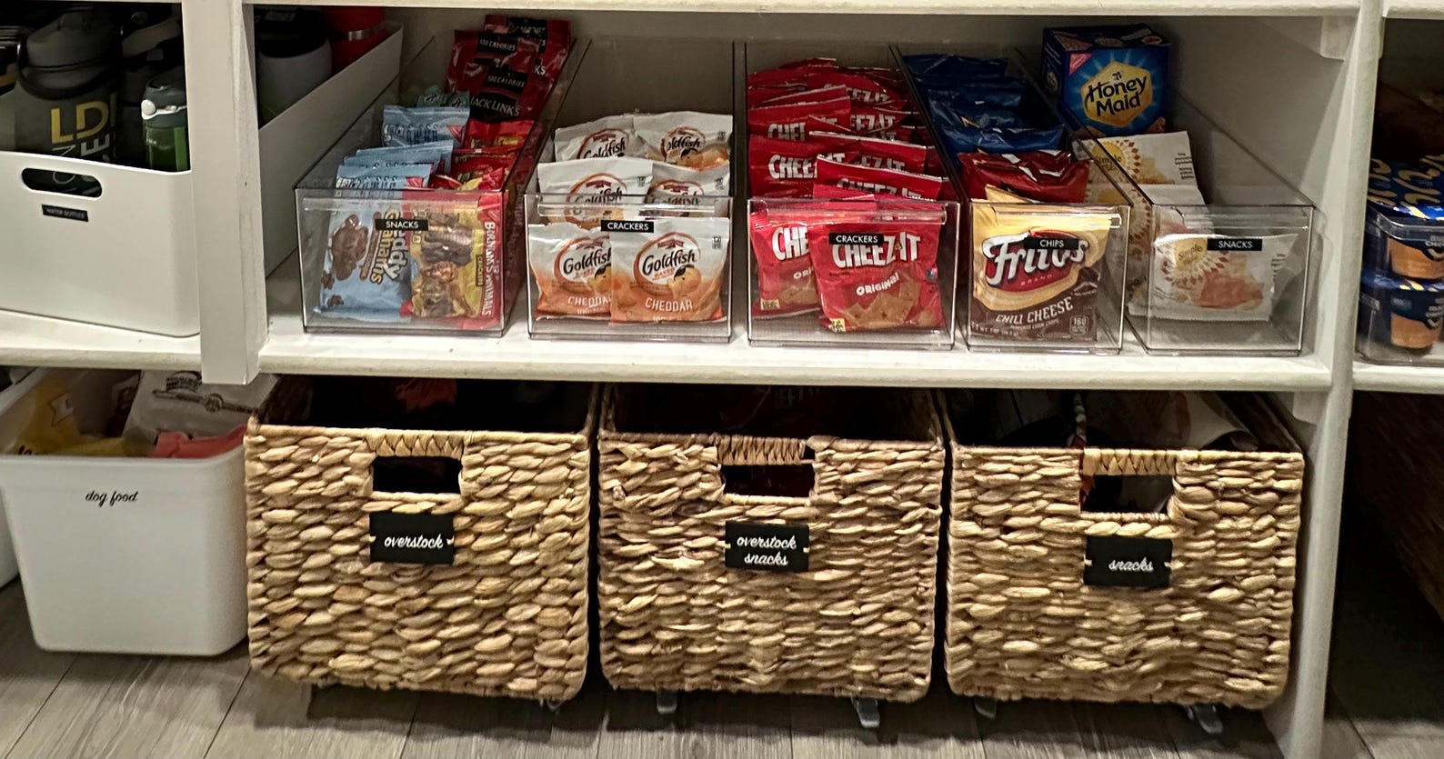 Wicker Rolling Storage Basket, Woven Pantry Crate on Wheels, With ...