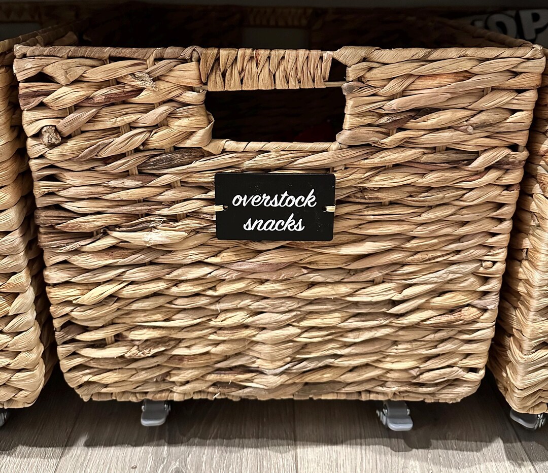 Wicker Rolling Storage Basket, Woven Pantry Crate on Wheels, With ...