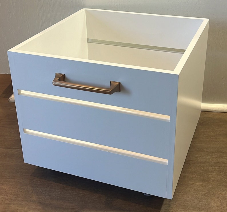 Rolling Pantry Crate, White With Modern Handle. Storage Box, Organizer ...