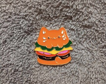 Cat Burger Enamel Pin - Etsy