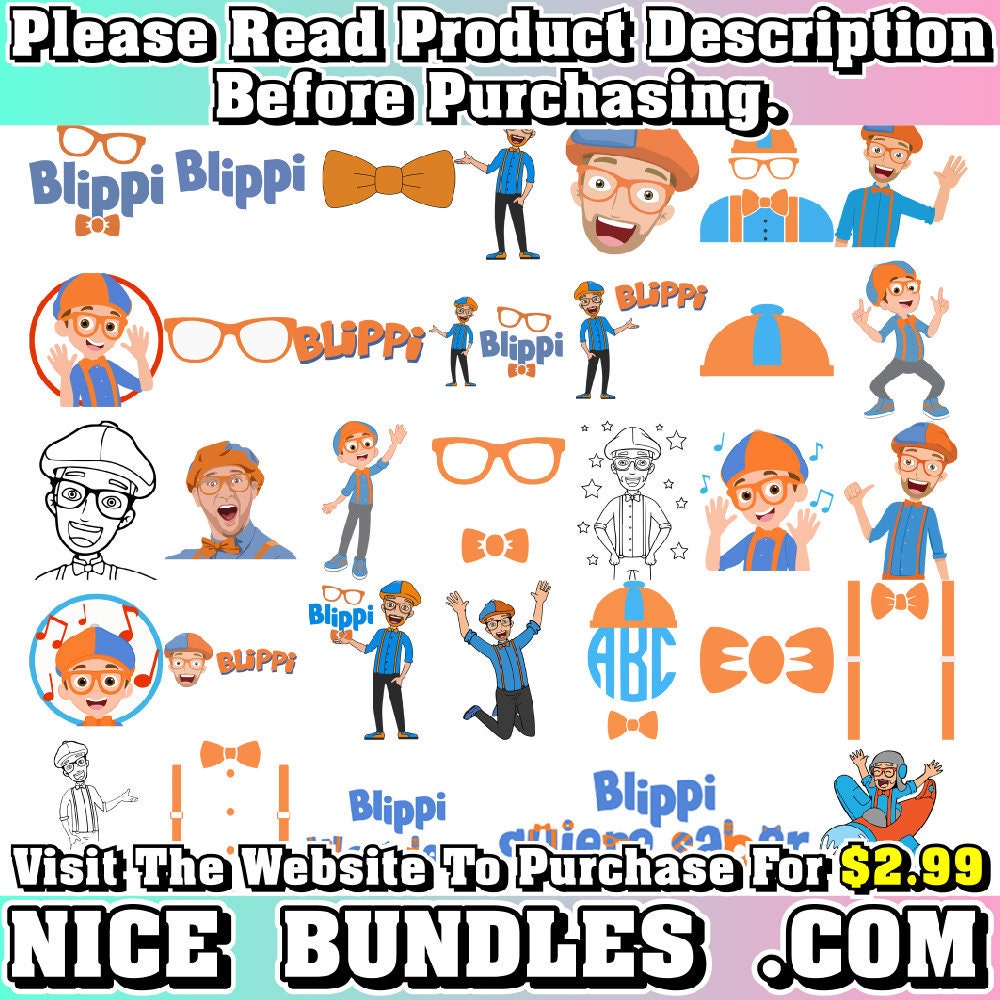 Blippi SVG Bundle, Happy Birthday Blippi Svg, Blippi Sublimation Design ...