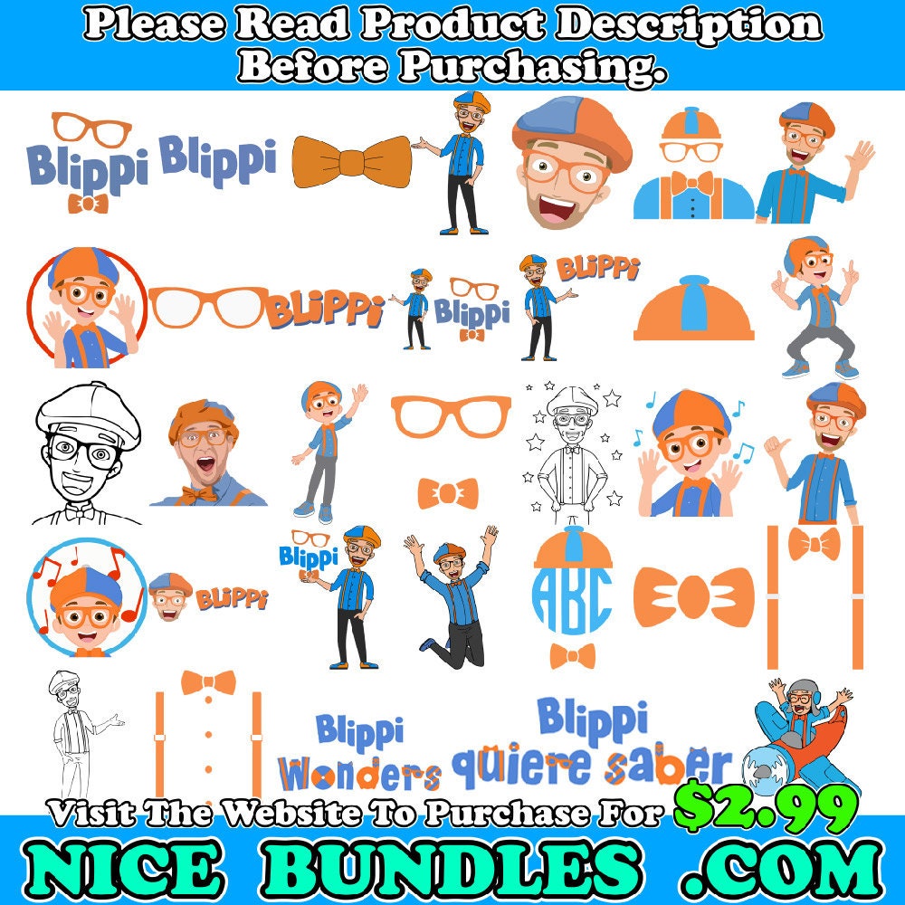 Blippi SVG Bundle, Happy Birthday Blippi Svg, Blippi Sublimation Design ...