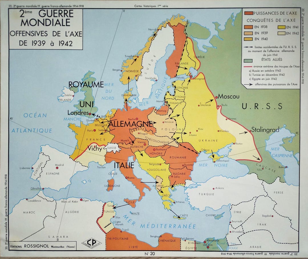 Rossignol Poster Historical Maps Original Vintage Number 19 and 20 ...