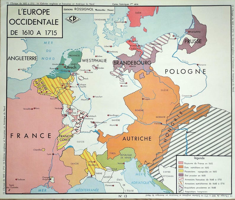 Rossignol Poster Historical Maps Original Vintage Number 13 and 14 ...