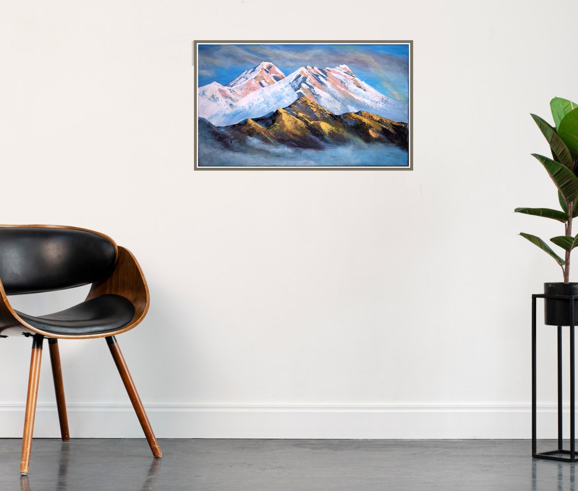 Beautiful Mount Everest Art Mountain Art in Acrylic Colors Landscape ...