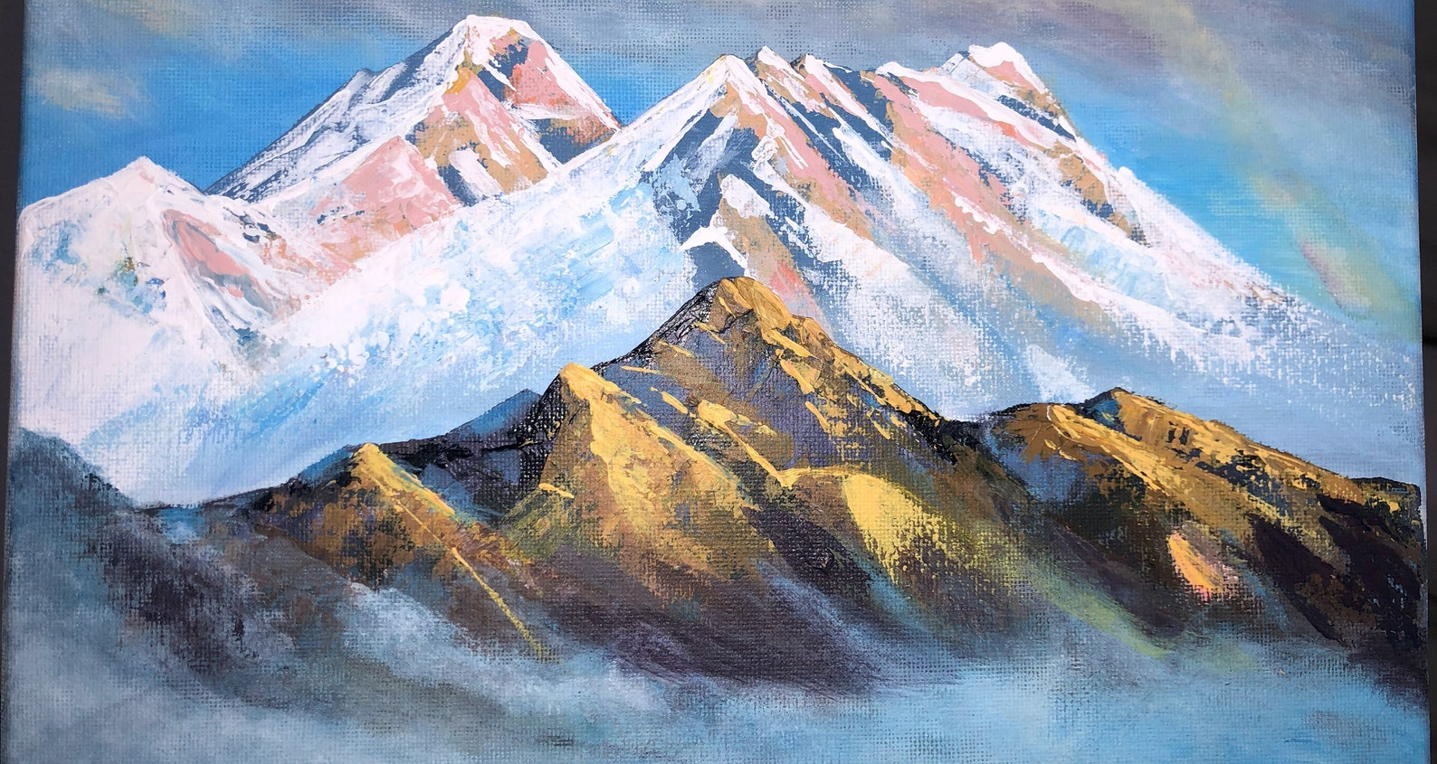 Beautiful Mount Everest Art Mountain Art in Acrylic Colors Landscape ...