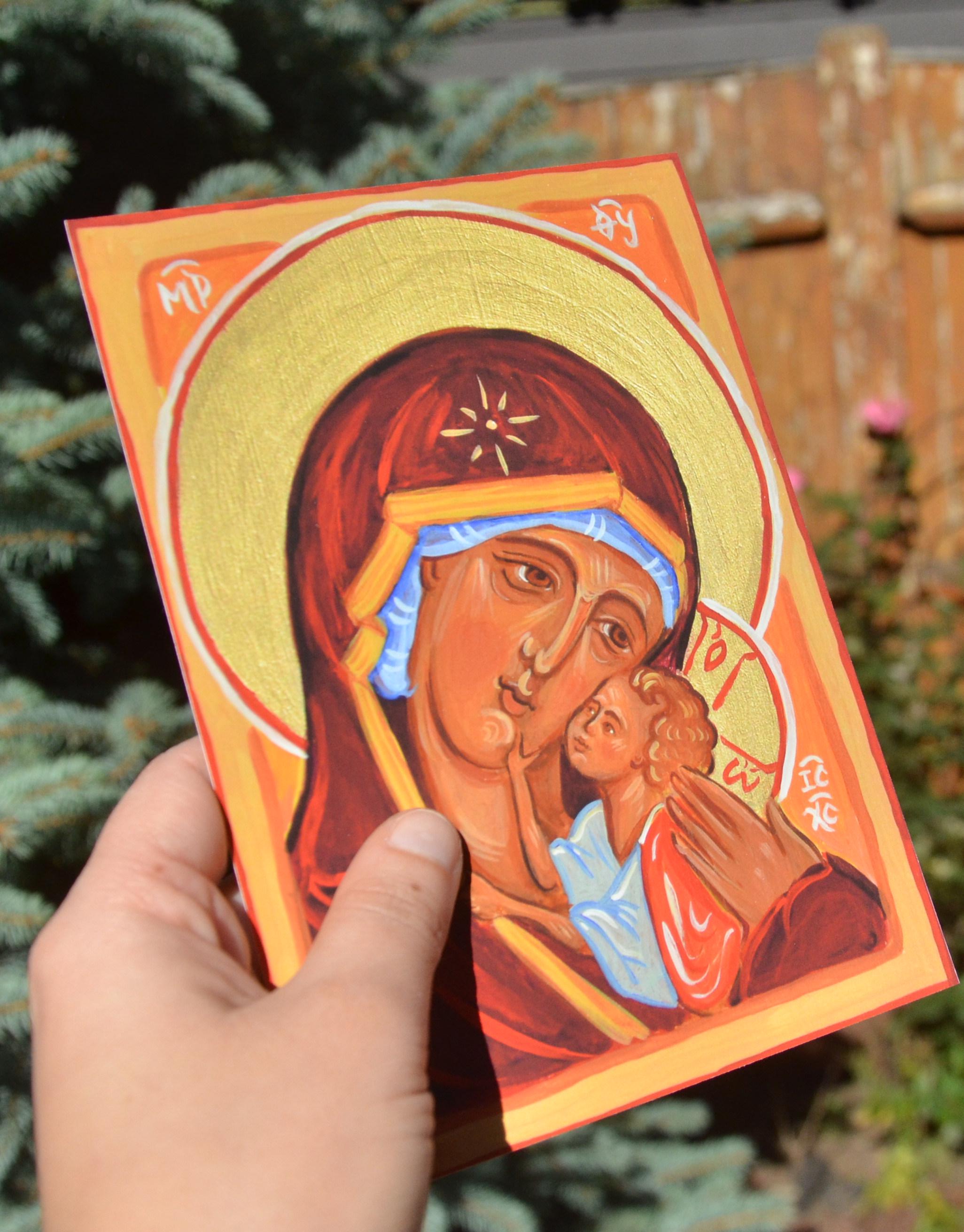 Theotokos Virgin Mary of Tenderness Icon Art Print 5" X 7" | Catholic ...