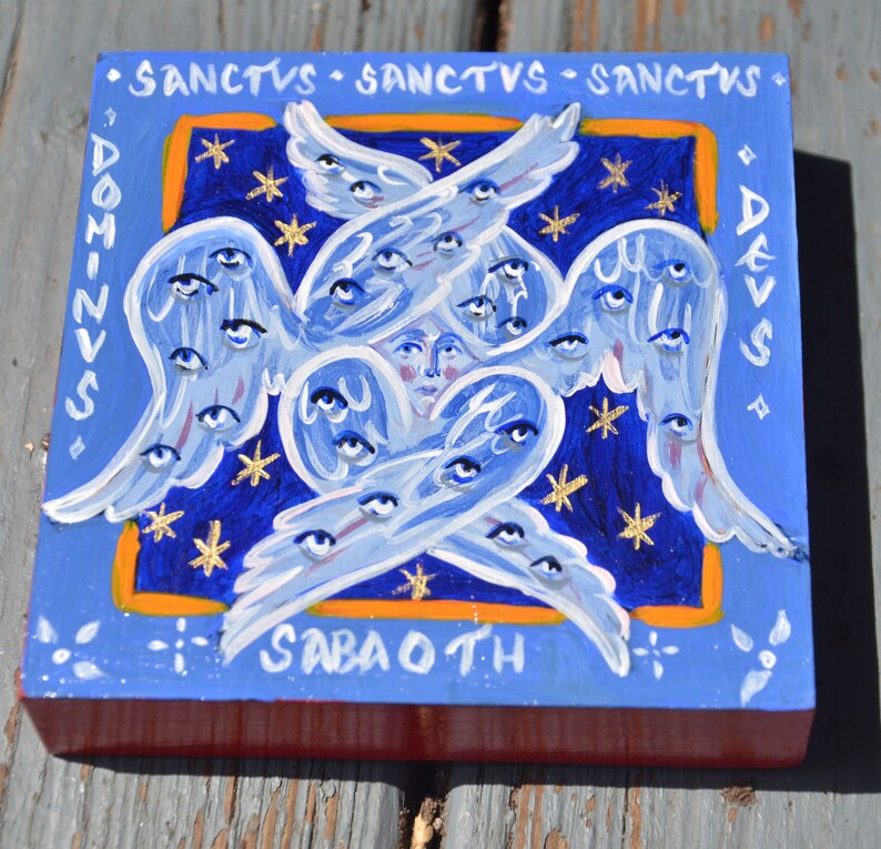 Cherub Hand-painted Mini Icon | Catholic Orthodox Christian Folk Art ...