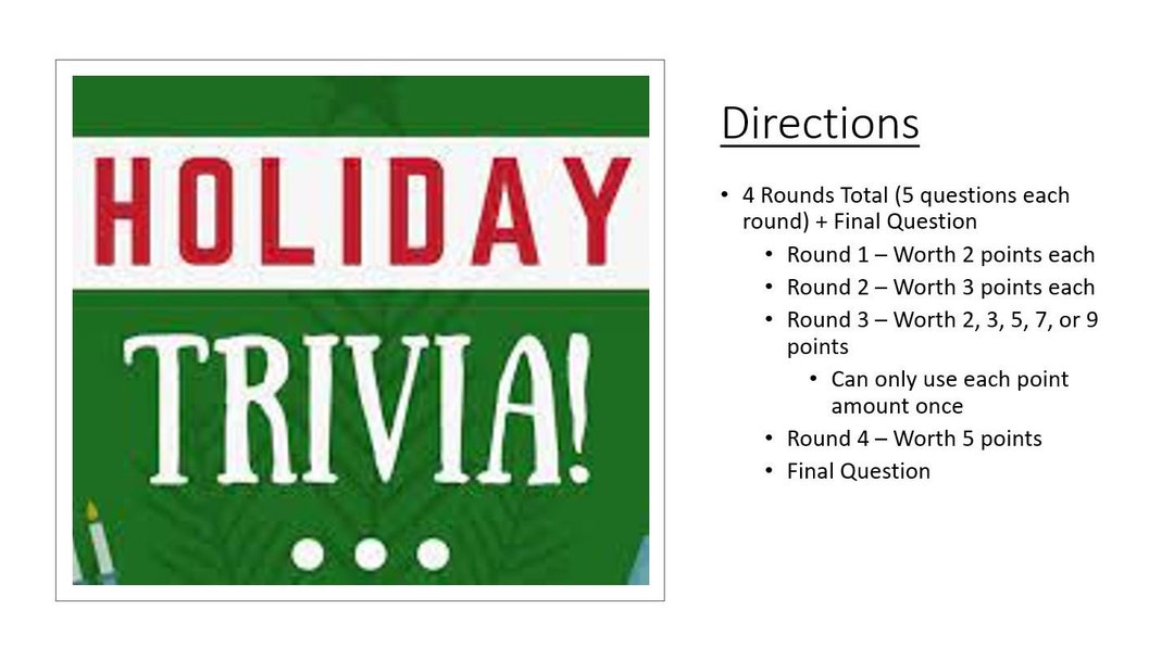 Holiday Trivia Game - Digital Game - Instant Download - Trivia ...