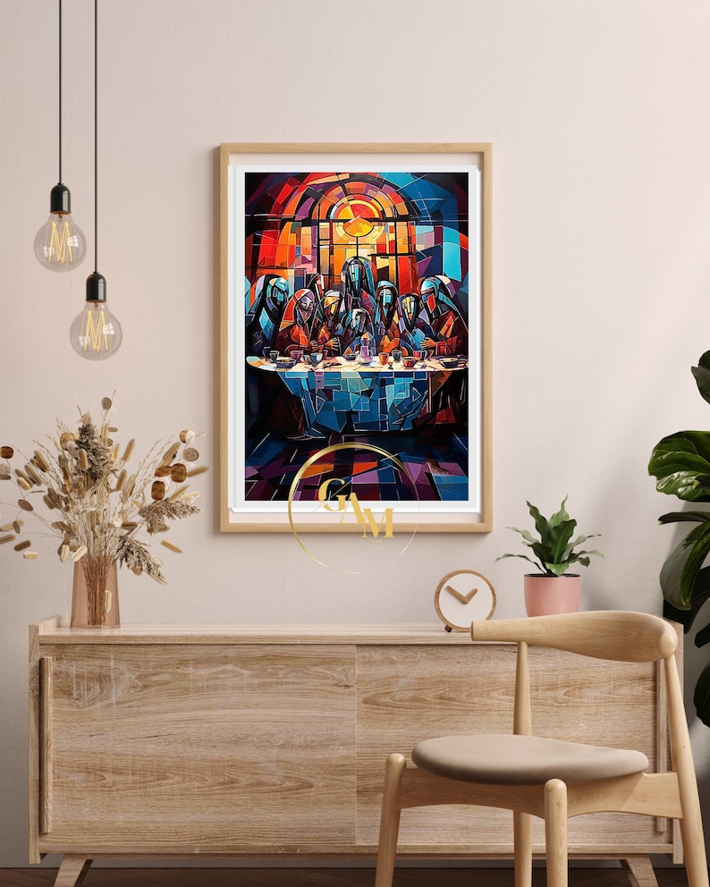 PRINTABLE the Last Supper Abstract Painting Vintage Dark Moody Portrait ...