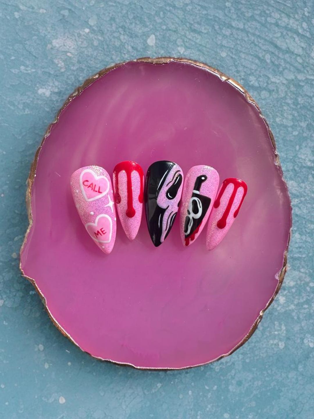SCREAM LOVE Set | Horror Nails | Ghost Face Nails | Fake Nails | Press ...