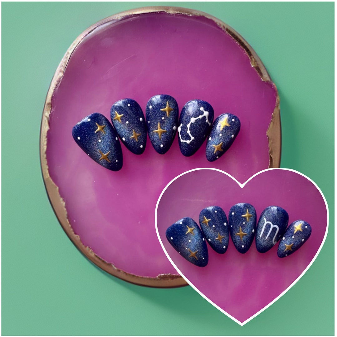 CUSTOM ZODIAC SIGN Set | Zodiac Nails | Luxury Press on Nails | Fake ...