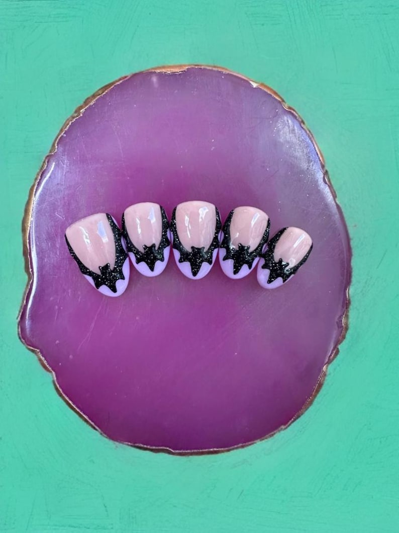 BAT FRENCH TIP Set | Fall Nails | Luxury Press on Nails | Fake Nails ...