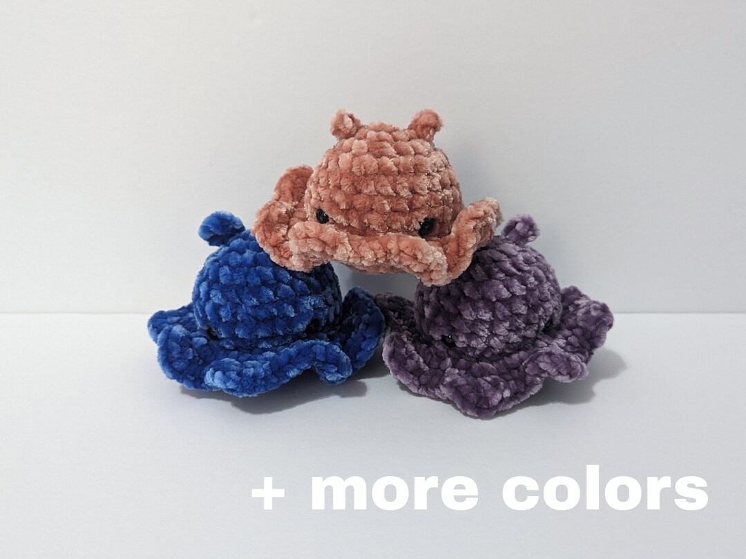 Fuzzy Dumbo Octopus || Blue, Dark Blue, Purple, Orange, Dark Orange ...