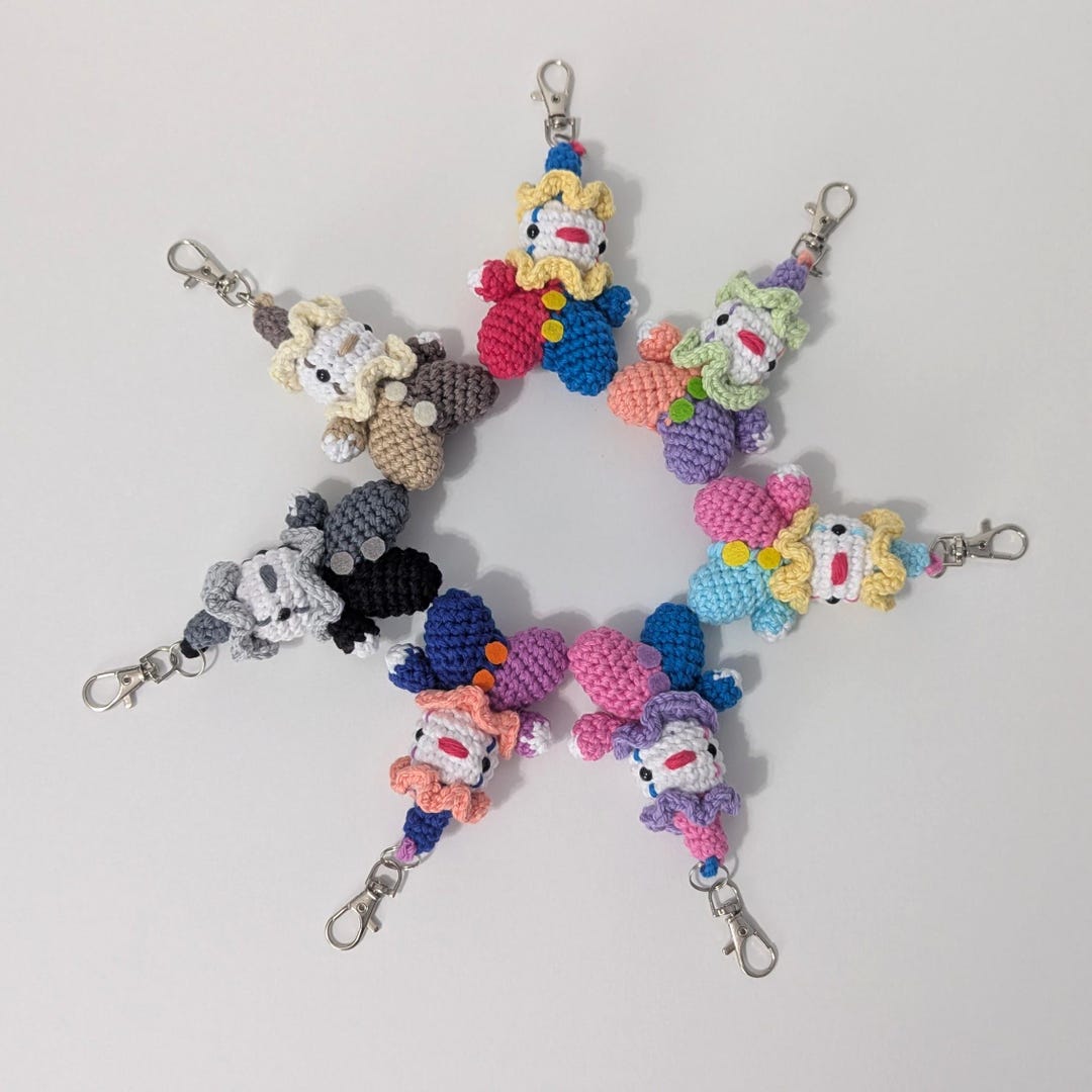 Clown Keychain || Unique Bag Charm || Red, Orange, Yellow, Green, Blue ...