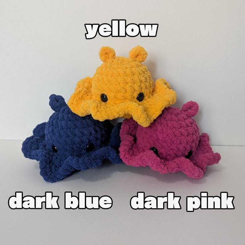 Fluffy Dumbo Octopus || Amethyst, Light Blue, Dark Blue, Light Pink ...