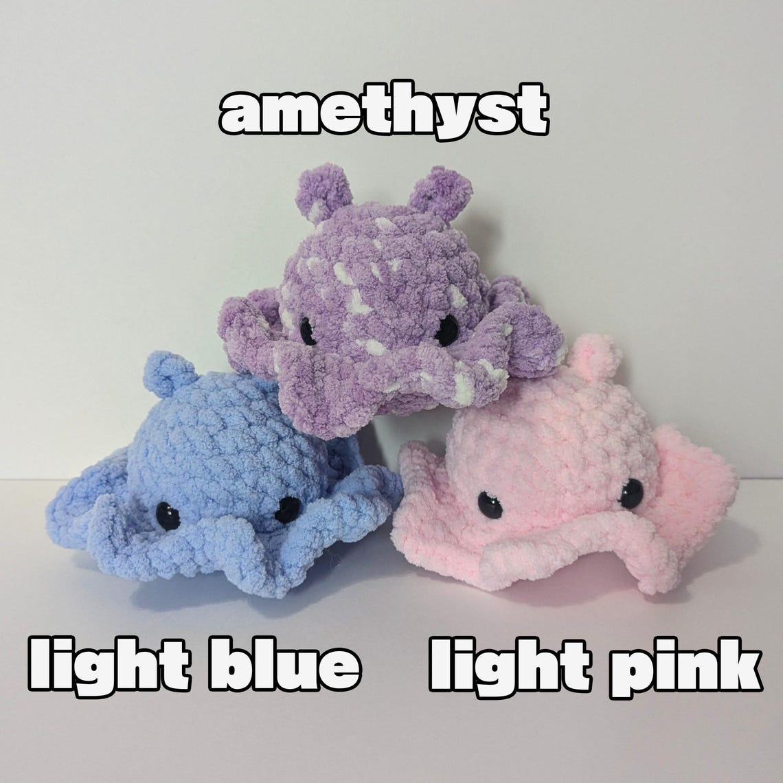 Fluffy Dumbo Octopus || Amethyst, Light Blue, Dark Blue, Light Pink ...