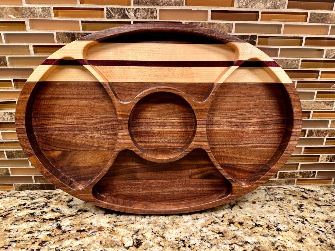 Walnut Wooden Snack Tray With Engraving, Engraved Custom Snack Plate ...