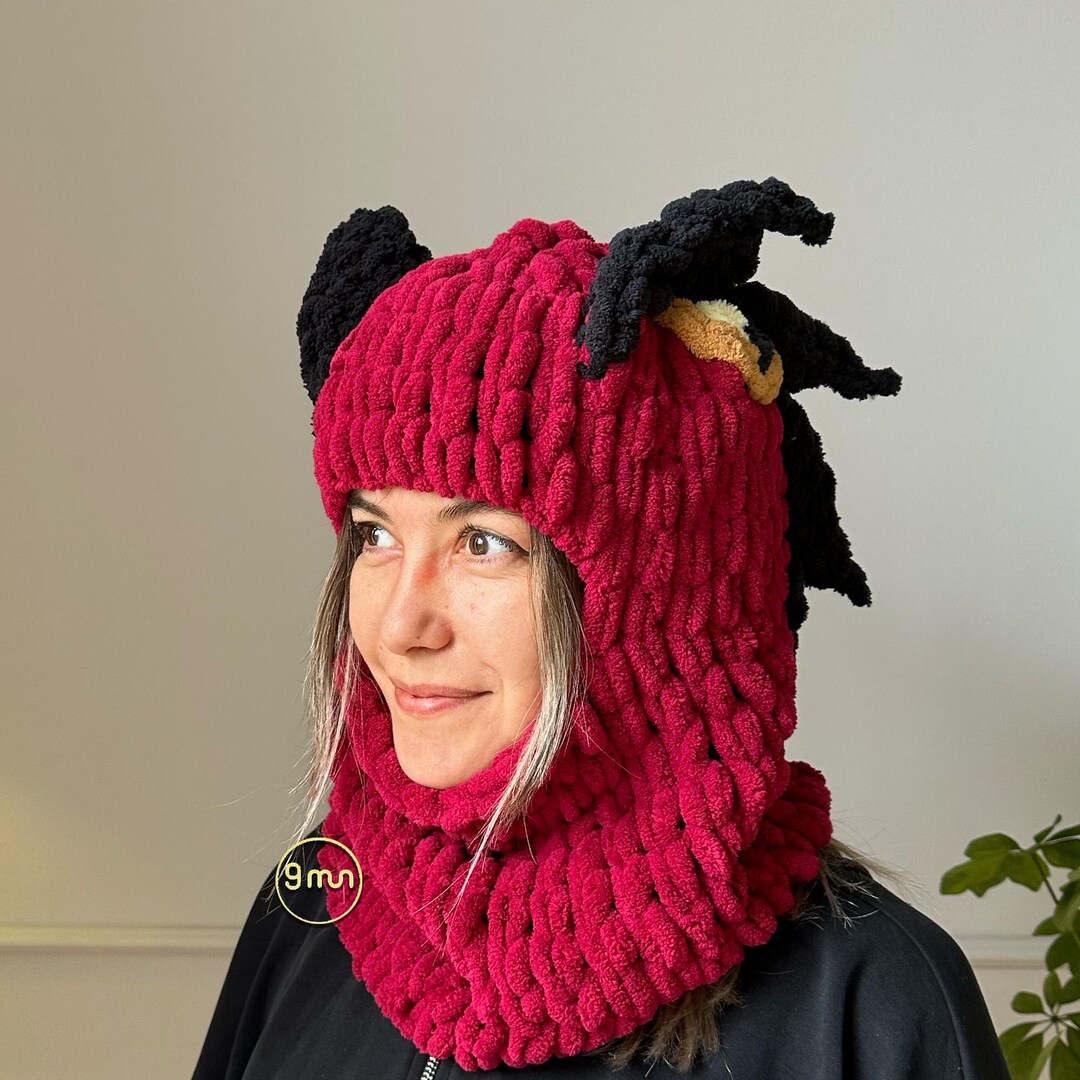 Balaclava Ski Helmet Mask Hand Knit Dragon Design, Custom Knit ...