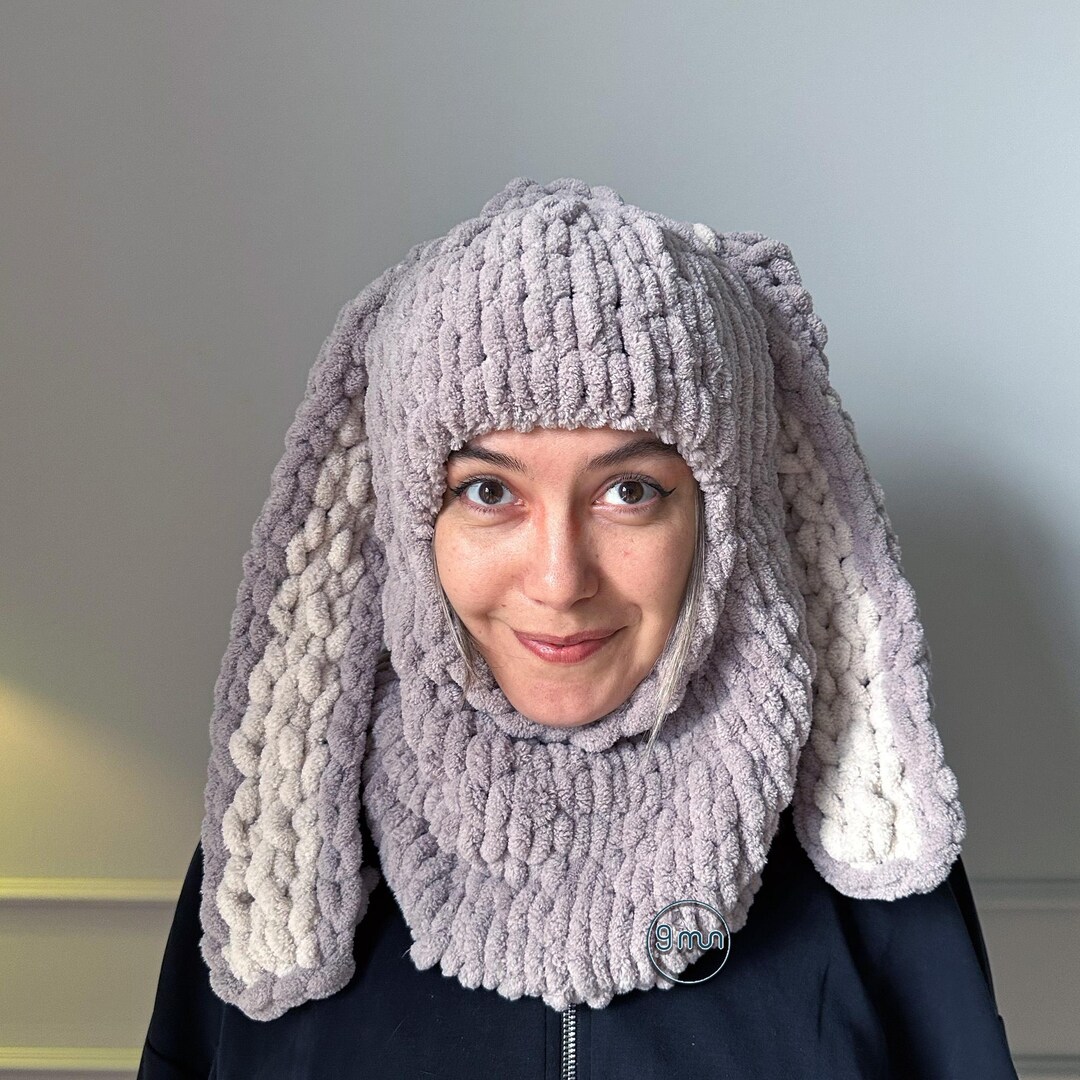 Balaclava Bunny Ears Handknitted Ski Helmet Mask Handmade Custom ...