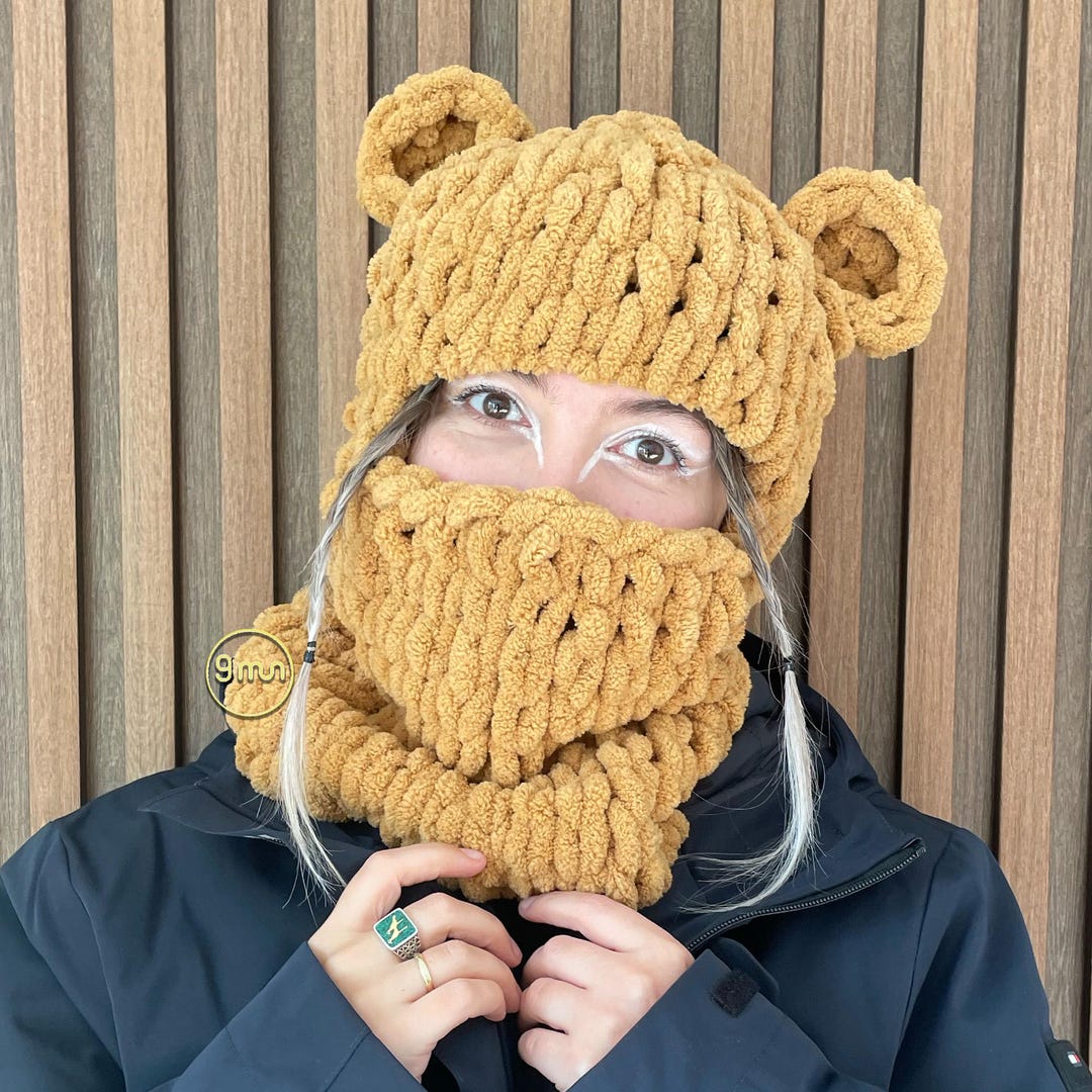 Bear Ear Balaclava Hand Knitted Mask, Handmade Balaclava, Knit ...