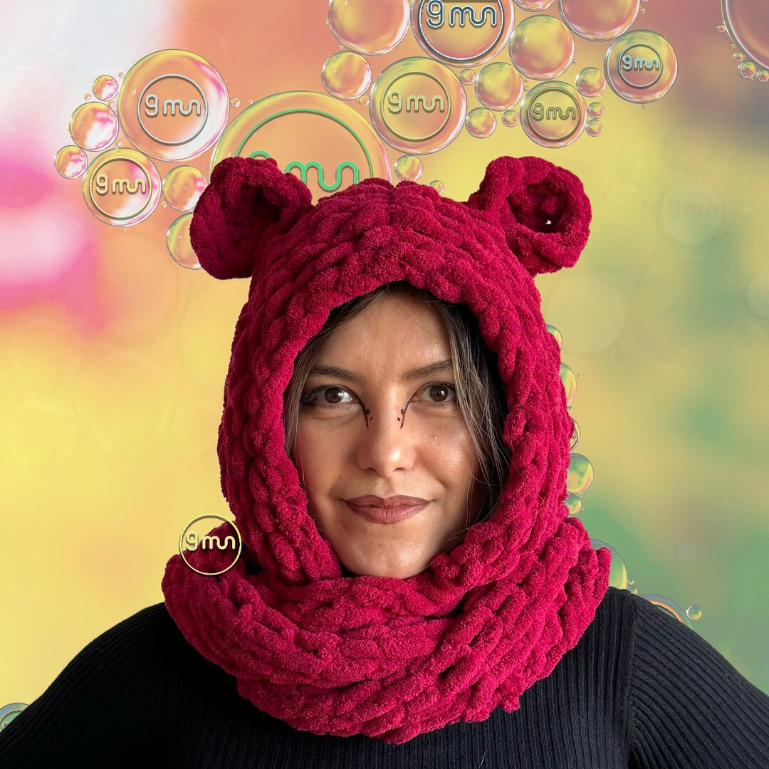 Scoodie Hand Knit Teddy Bear Scarf Hoodie Soft Warm Cozy Handknitted ...