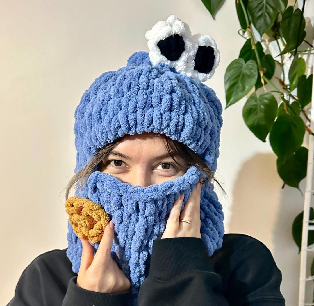 Cookie Monster Ski Mask Hand Knit Balaclava Snow Mask Handmade Custom ...