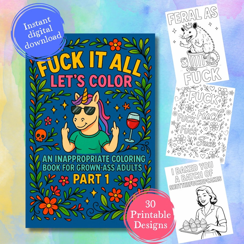 Cute Swear Word Colouring Book - Etsy