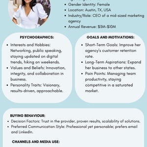 Customisable Persona Template | Buyer Persona Worksheet | Social Media ...