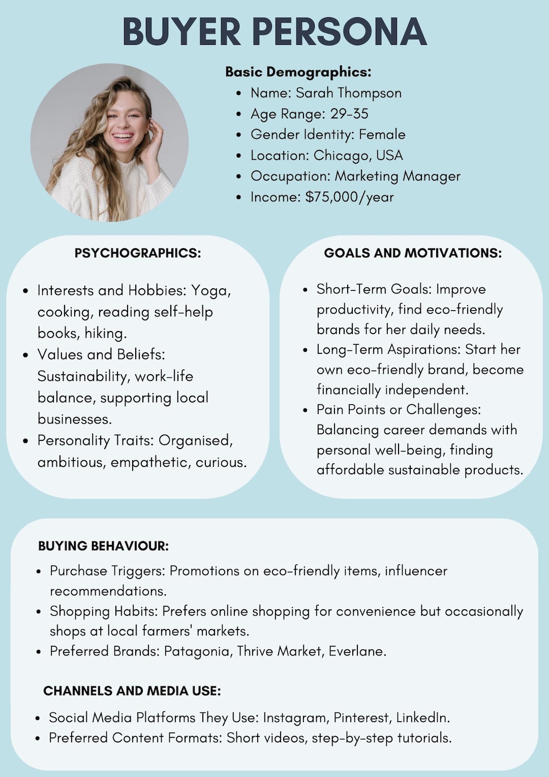 Customisable Persona Template | Buyer Persona Worksheet | Social Media ...