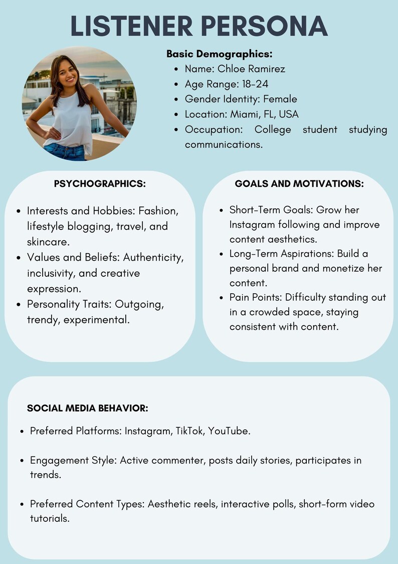 Customisable Persona Template | Buyer Persona Worksheet | Social Media ...