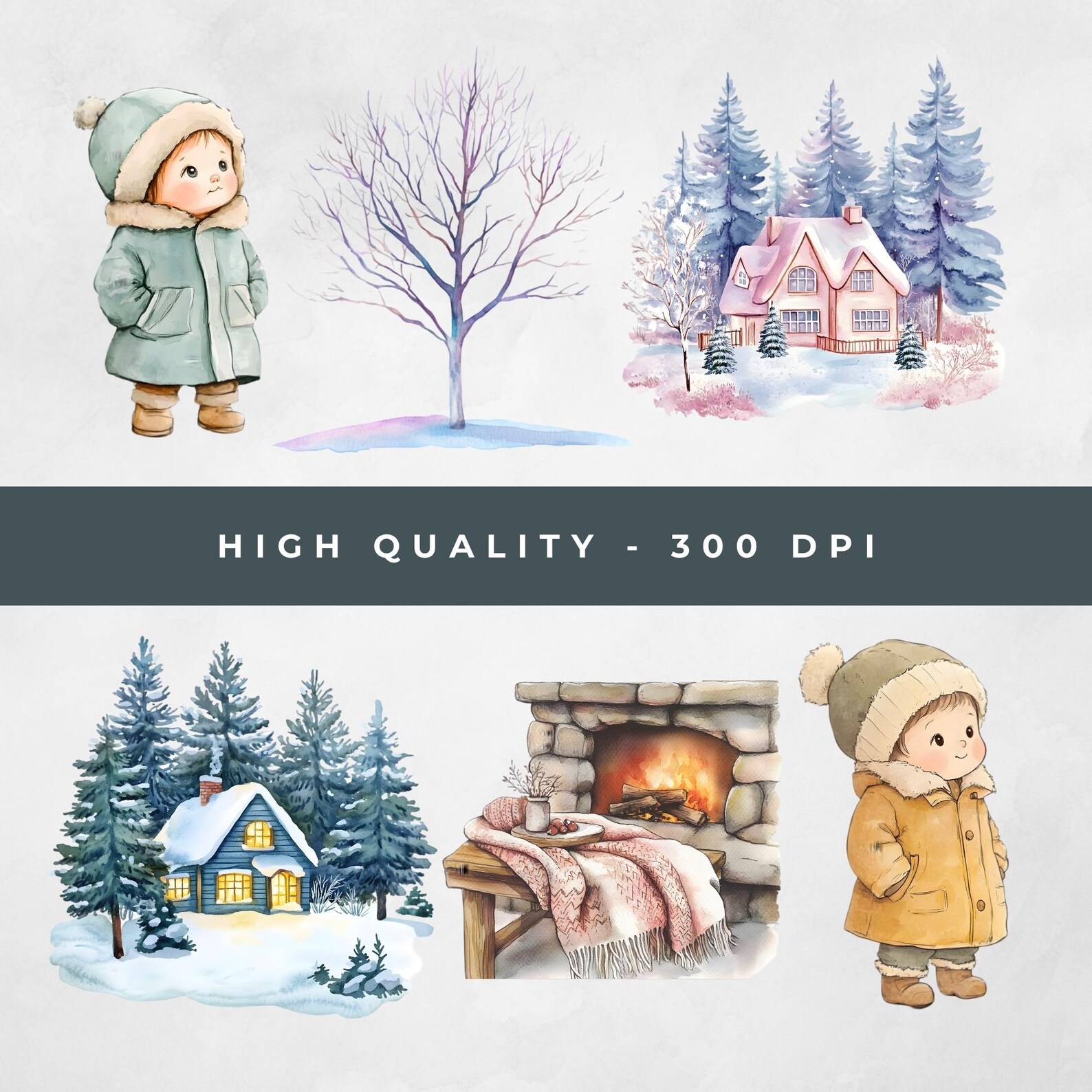 Watercolor Pastel Cozy Winter Clipart, Cozy Winter Images ...