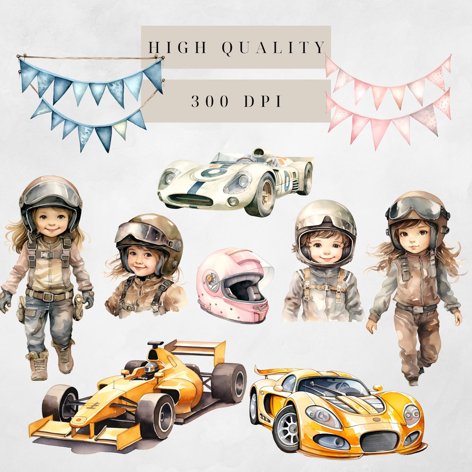 Baby Race Car Clipart, Car Racing Theme Images Illustrations for DIY ...