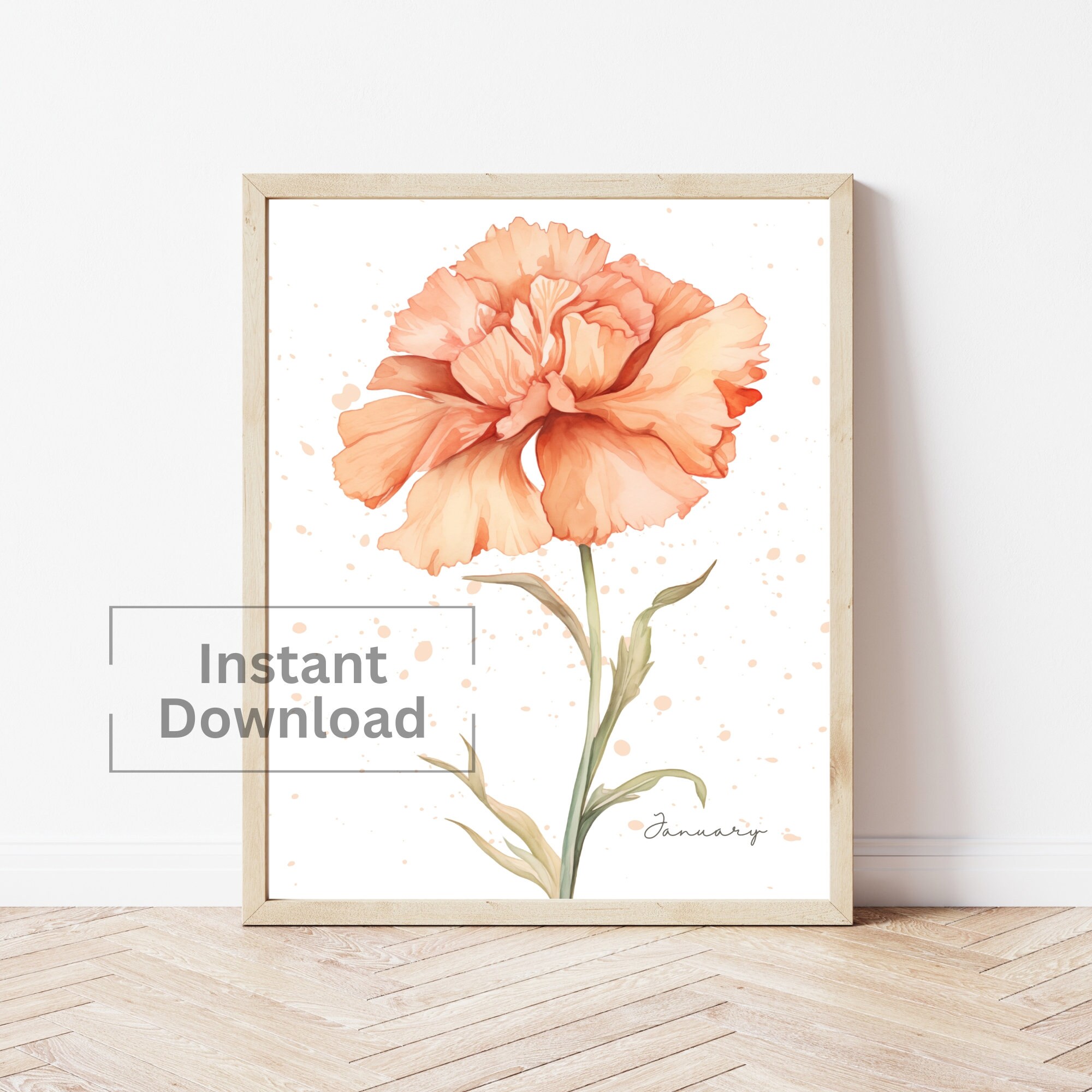 Birth Month Flower Art Digital Download, January Flower Artwork ...