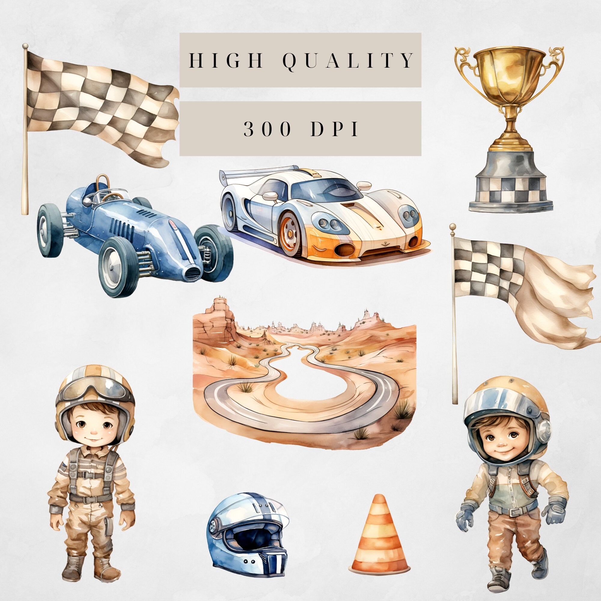Baby Race Car Clipart, Car Racing Theme Images Illustrations for DIY ...