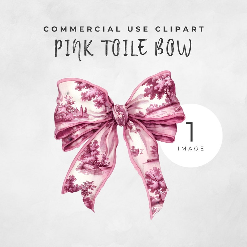 Pink Toile Bow Clipart Single Image, Toile De Jouy Style Pattern, Asian ...