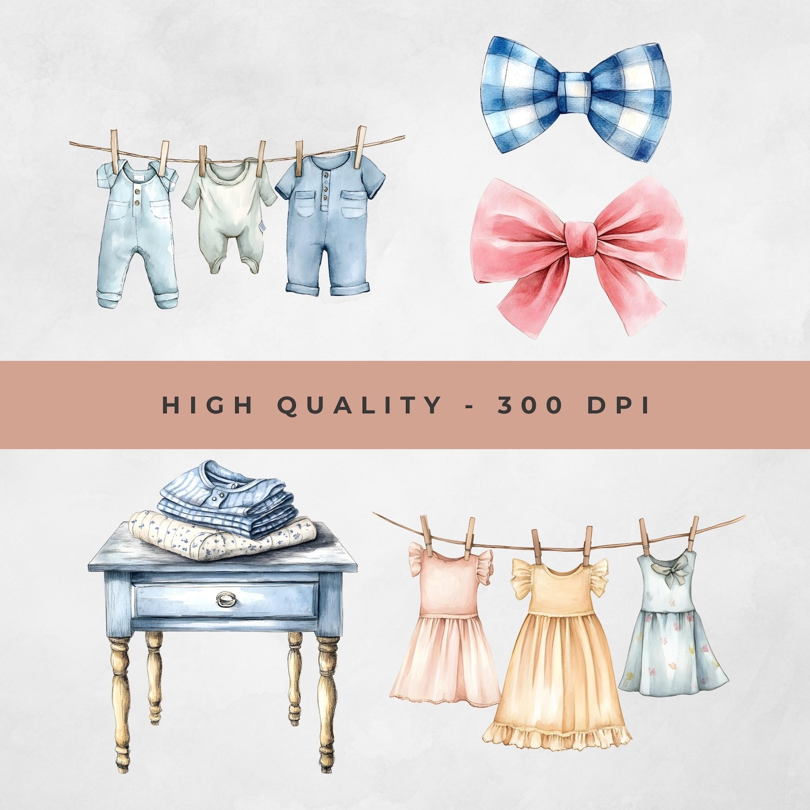 Baby Clothes Line Clipart Watercolor Newborn Clothesline Clip Art ...