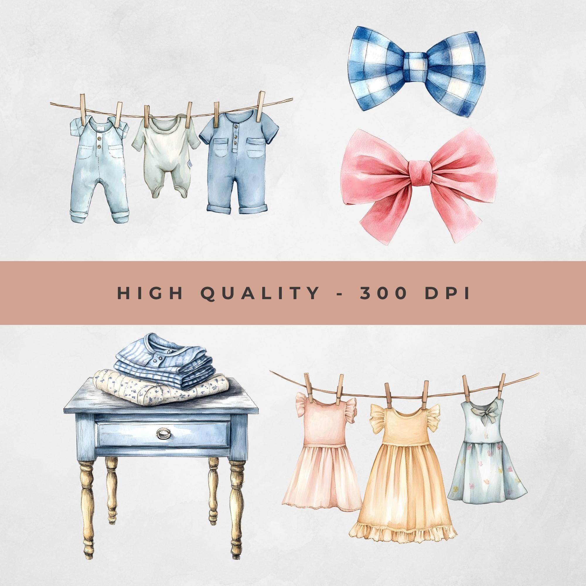 Baby Clothes Line Clipart Watercolor Newborn Clothesline Clip Art ...