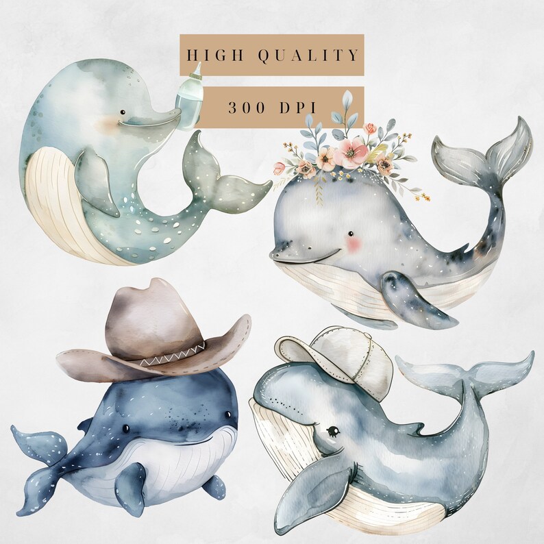 Undersea Watercolor Clipart, Nursery Decor, Baby Wall Art, Cute Ocean ...