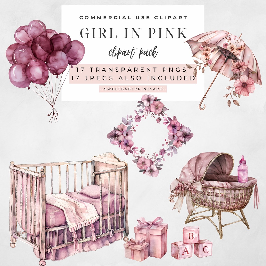 Girl in Pink Watercolor Clipart, New Moms for Digital Projects Baby ...