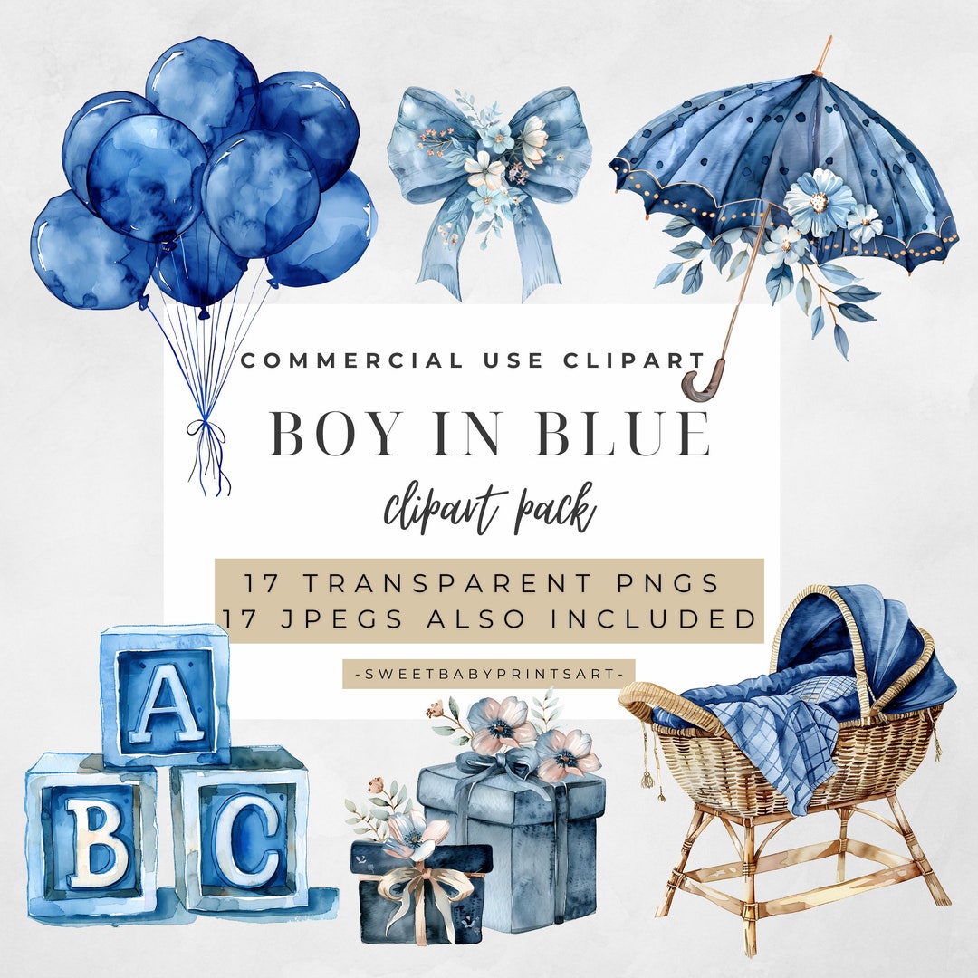 Blue Boy Baby Shower Clipart, Deep Royal Blue Party Images, Transparent ...