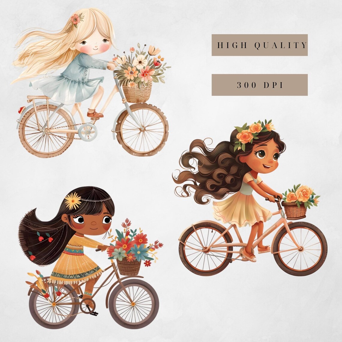 Girl Riding Bike Clipart, Girls and Bicycles, Girls From Different ...