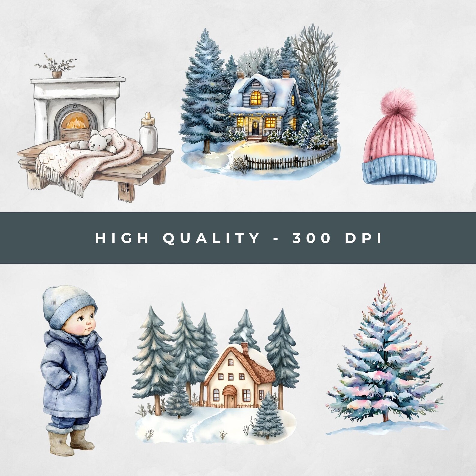 Watercolor Pastel Cozy Winter Clipart, Cozy Winter Images ...