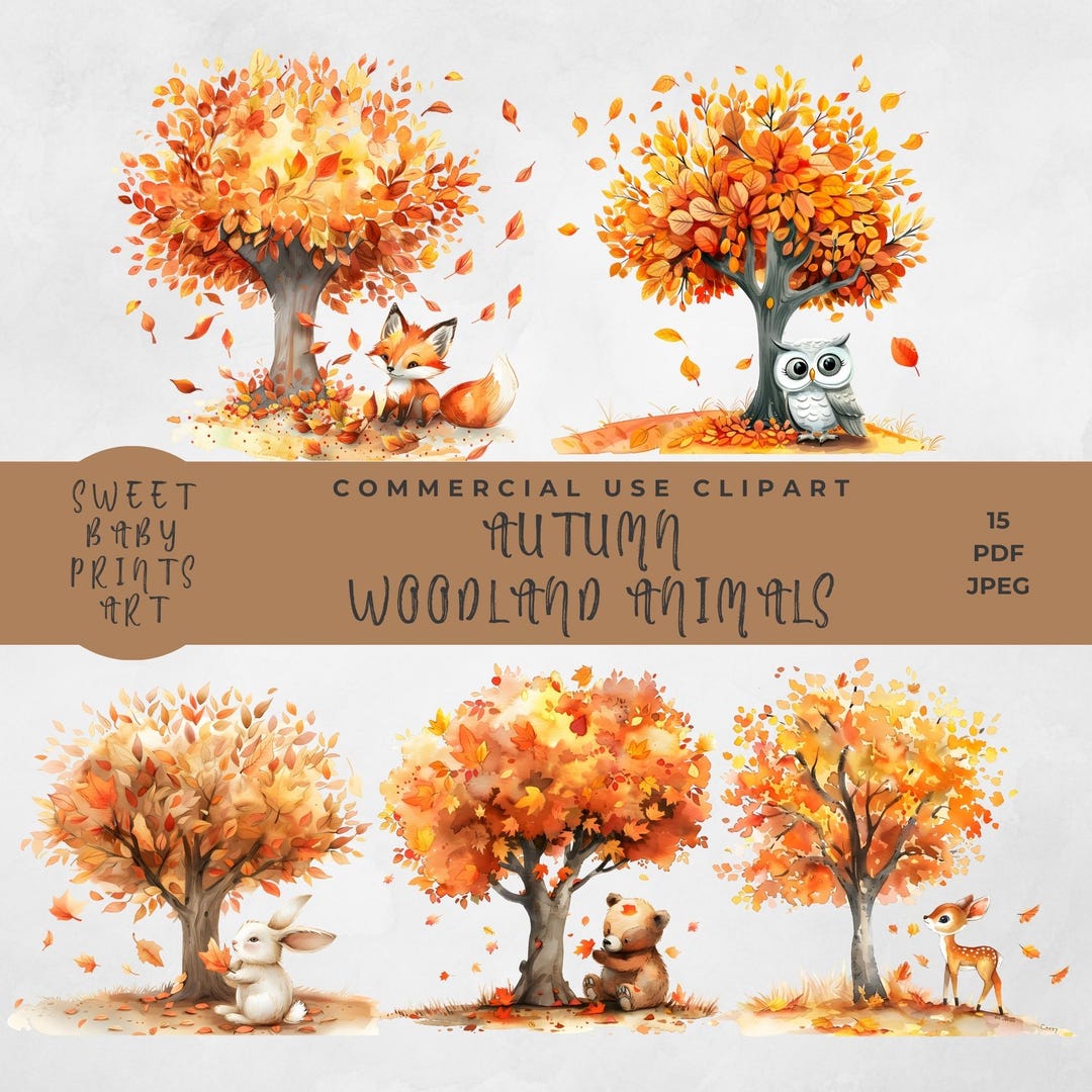 Woodland Animals Watercolor Clipart Forest Animals, Cute Baby Animals ...
