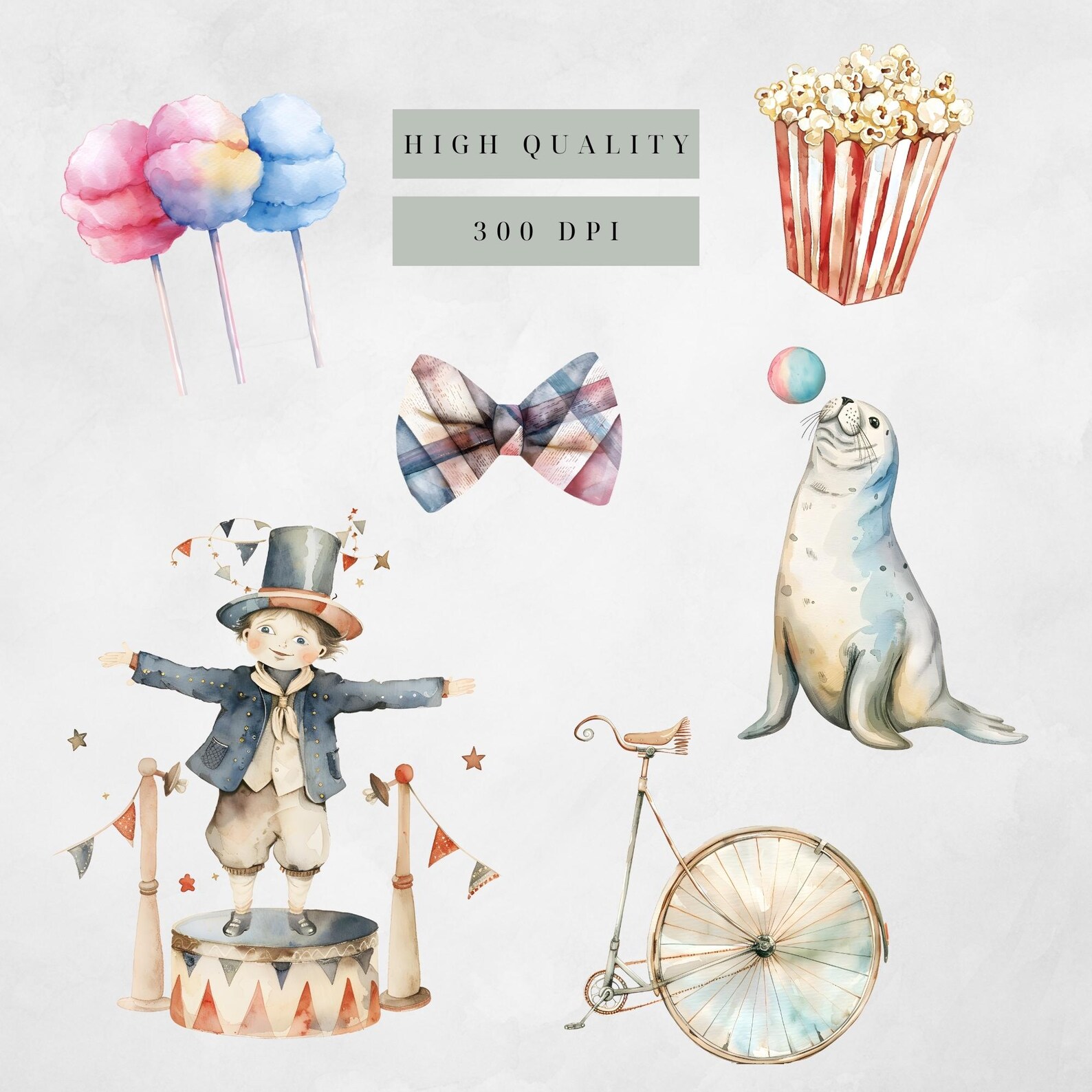 Vintage Circus Clipart, Watercolor Circus Tent Elephant Images, Circus ...