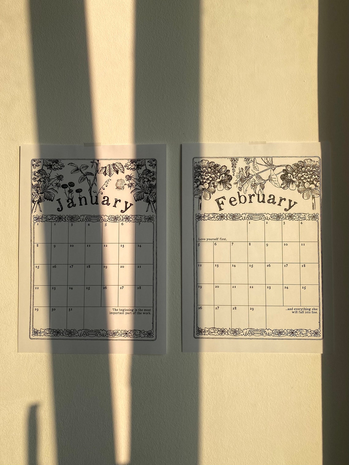 2024 Printable Calendar Whimsical, Vintage, Botanical Art, Witch ...